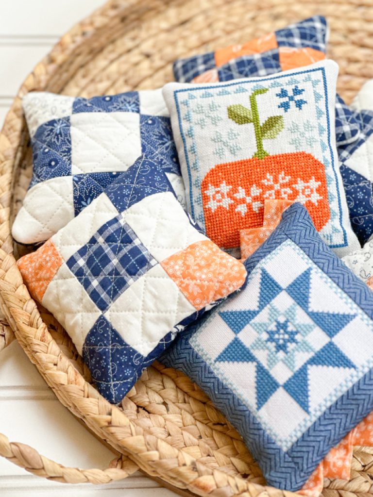 PATTERN SHOWCASE: PUMPKIN & DENIM QUILT & CROSS STITCH | Fresh Figs