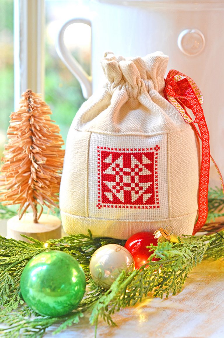 DRAWSTRING GIFT BAG: CROSS STITCH FINISHING IDEA | Fresh Figs